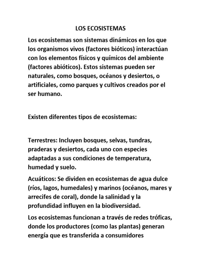 Los Ecosistemas | PDF | Ecosistema | Entorno natural