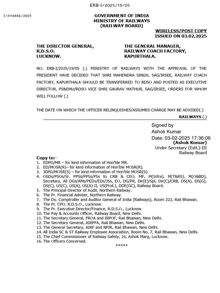 Shri Mahendra Singh, IRSEE As ED PSEMU RDSO | PDF | Rail Transport