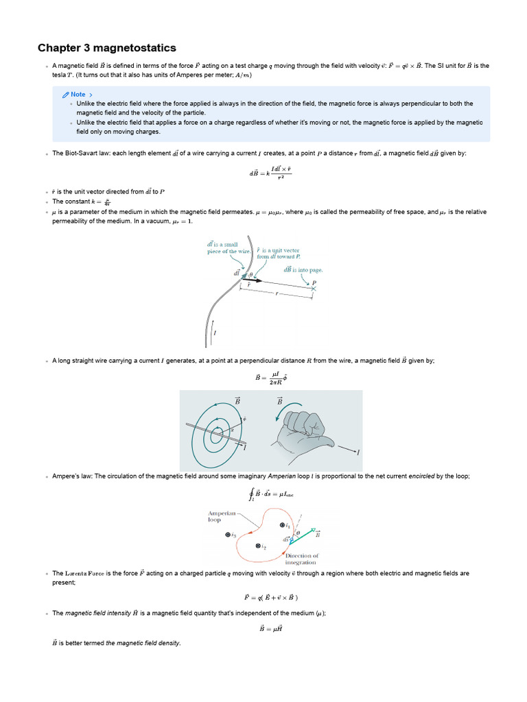 Chapter 3 Magnetostatics | PDF | Magnetic Field | Force