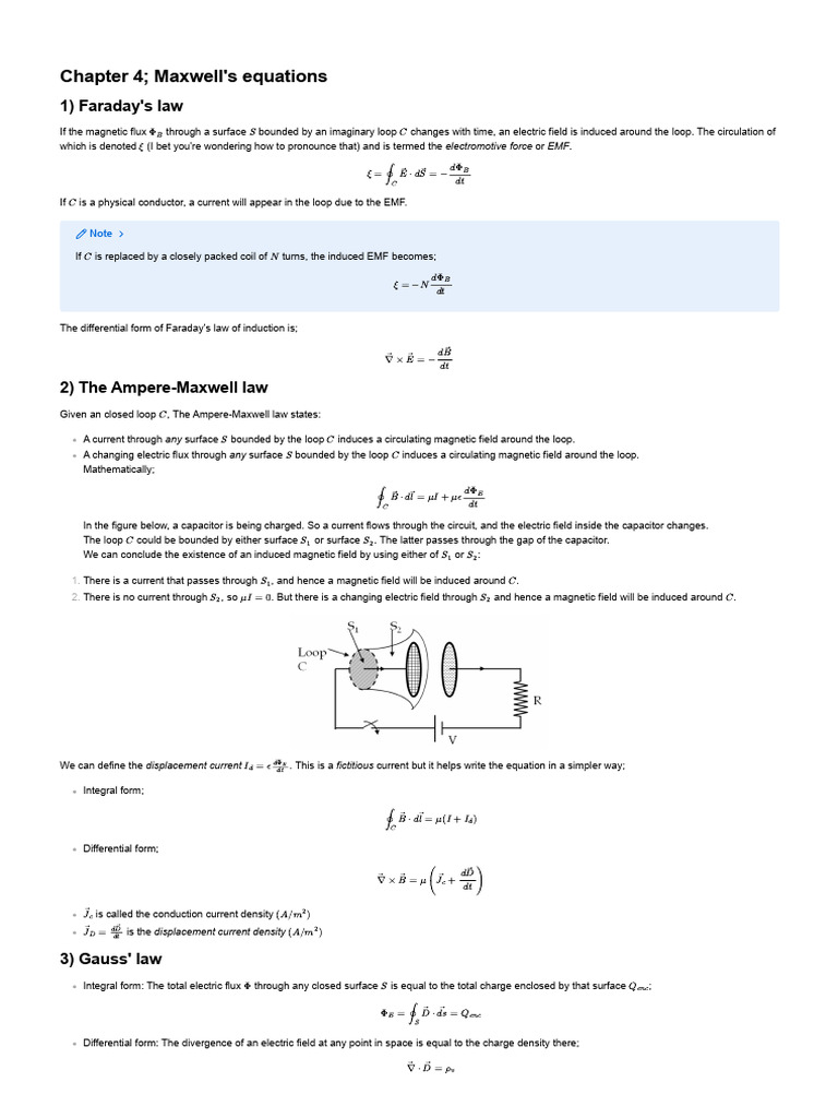 Chapter 4 Maxwell's Equations | PDF | Electromagnetic Induction | Electrodynamics