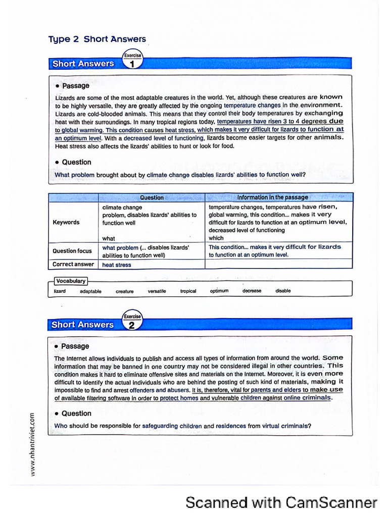 Short Answer Key | PDF