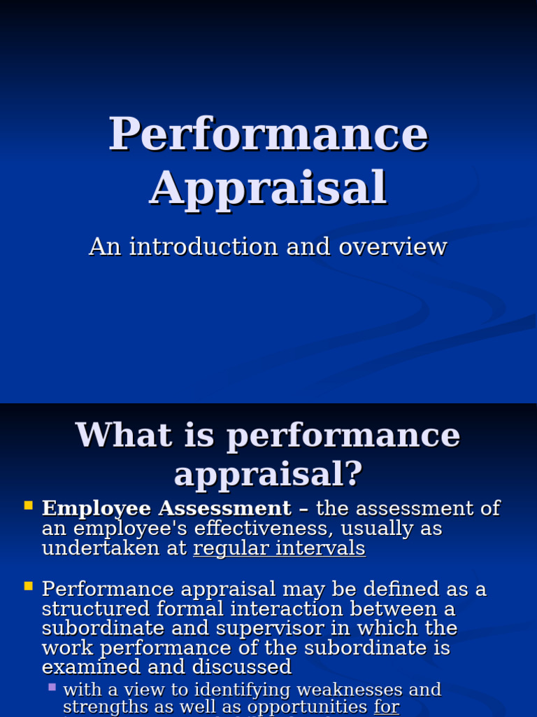 Performance Appraisal - Intro | PDF | Performance Appraisal | Social ...