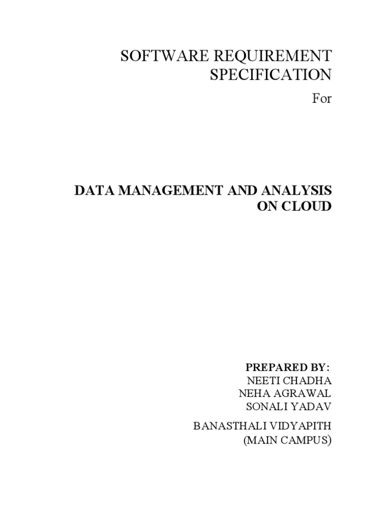Software Requirement Specification | PDF | Cloud Computing | Computer Cluster