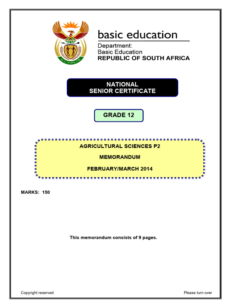 Agricultural Sciences P2 Feb-March 2014 Memo Eng | PDF | Genetic Engineering | Plant Breeding
