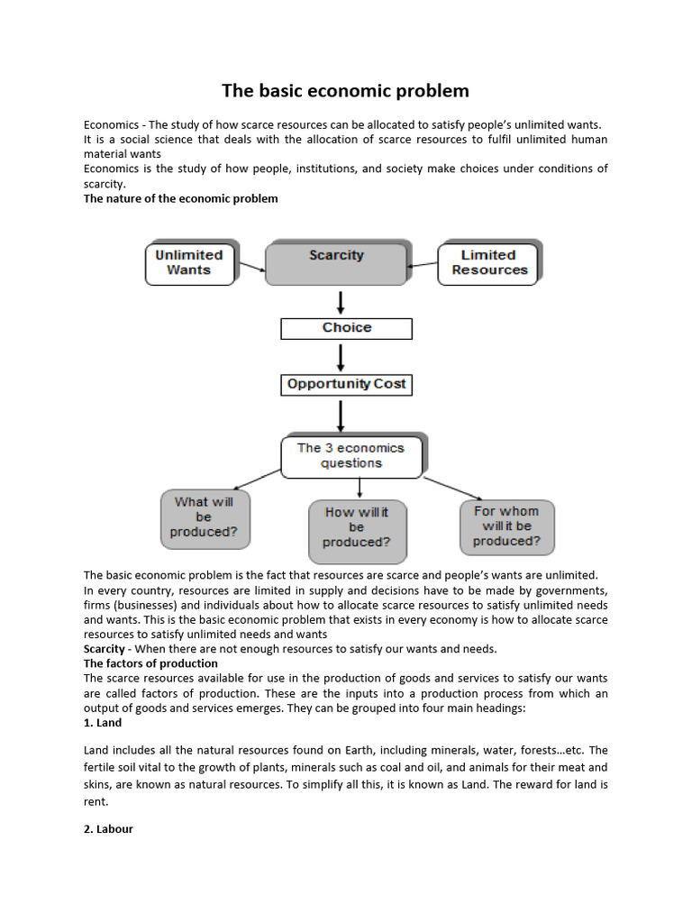 Understanding the Basic Economic Problem | PDF | Cost Of Living ...