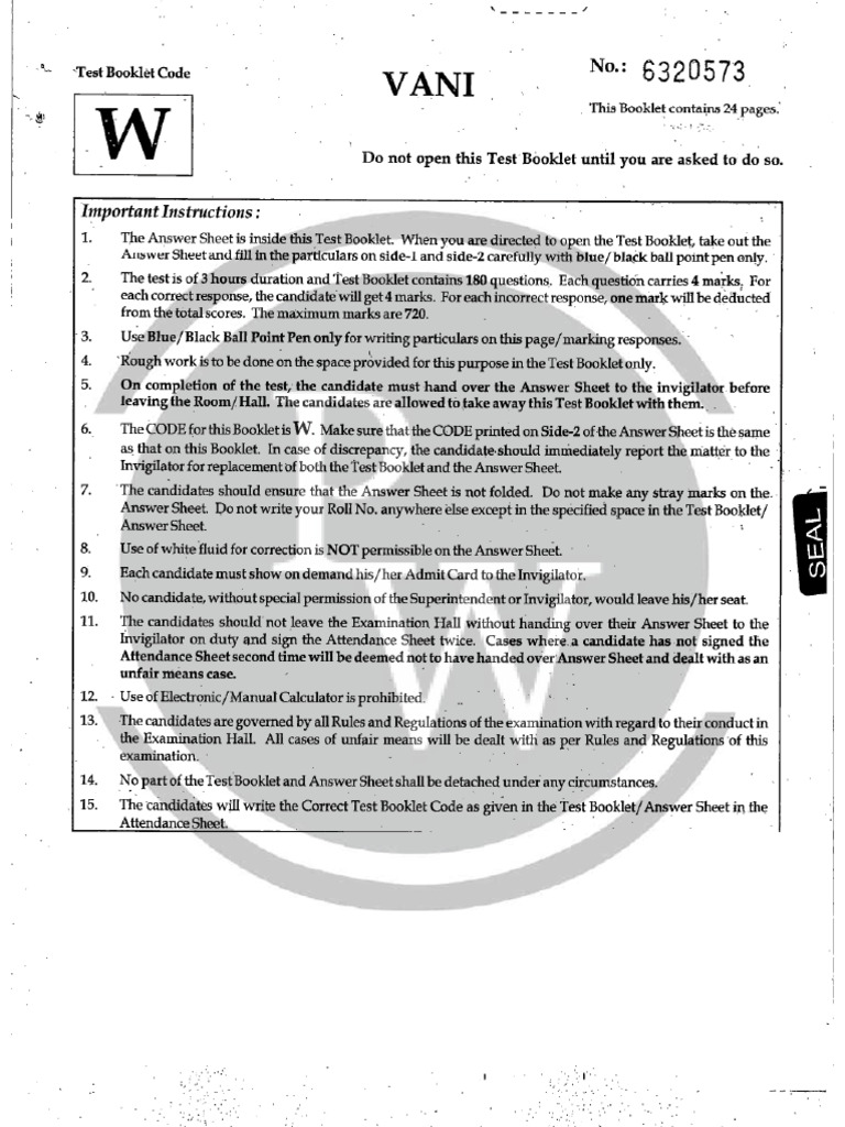 NEET 2017 Question Paper 1 | PDF