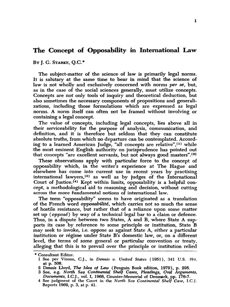 Opposability in International Law | PDF | International Law | Concept