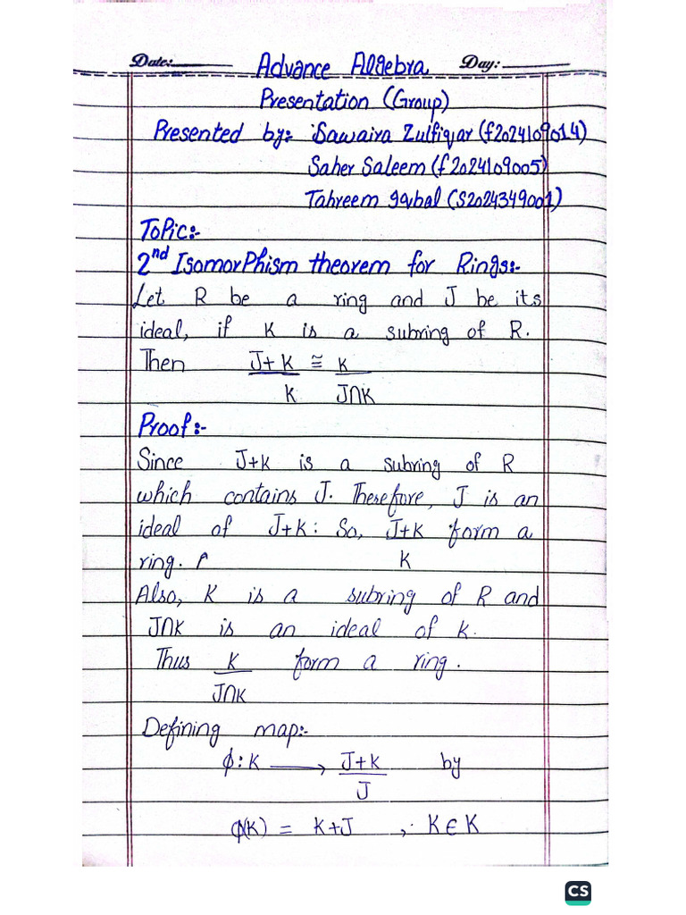 2nd Isomorphism Theorem For Rings, Algebra Presentation File | PDF