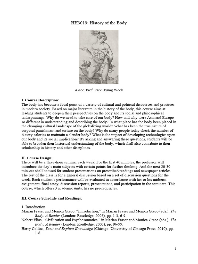 History of the Body Course Overview | PDF | Plagiarism | Essays