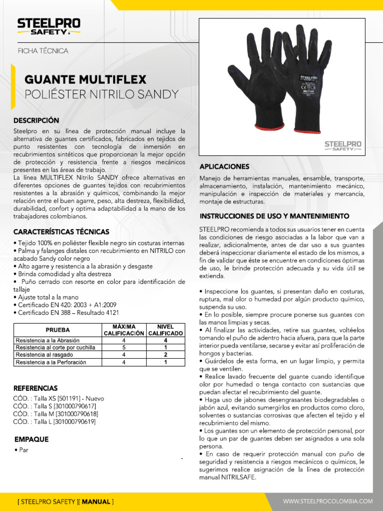 Uso Seguro de Guantes STEELPRO | PDF | Guante