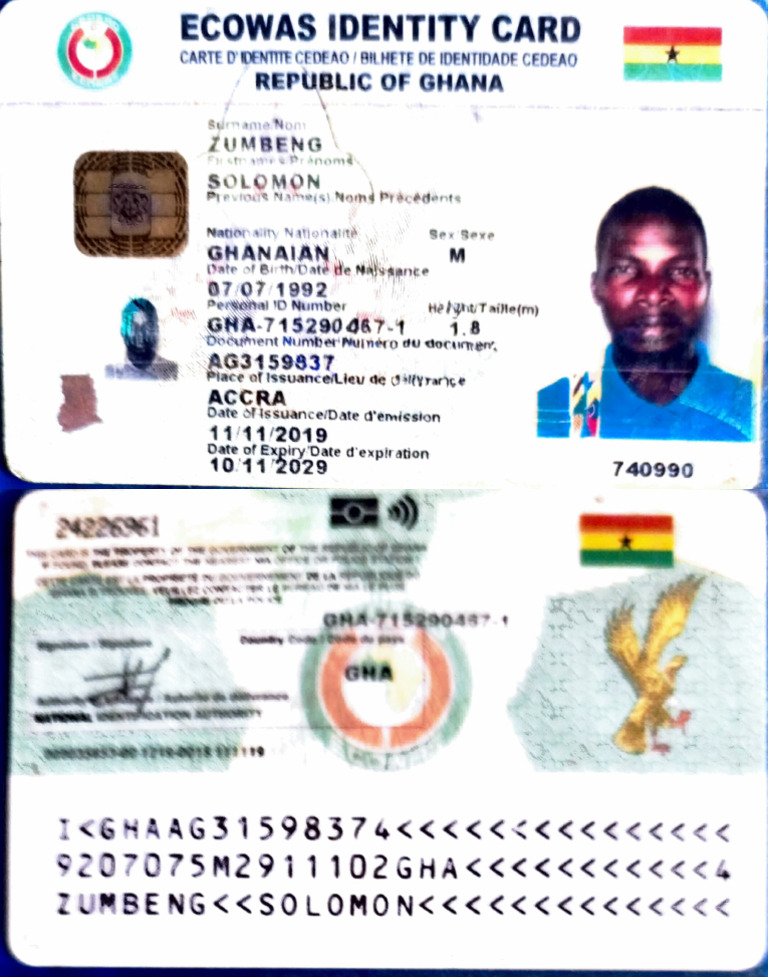 ECOWAS Identity Card Example | PDF