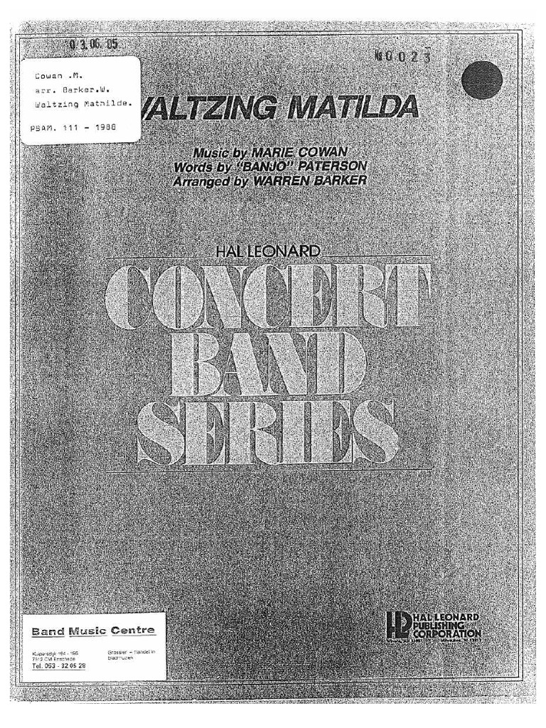 Waltzing Mathilde Marie Cowan Arr Warren Barker | PDF
