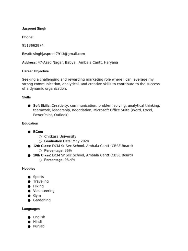 Jaspreet Resume | PDF
