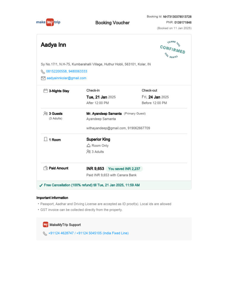 Booking Voucer | PDF