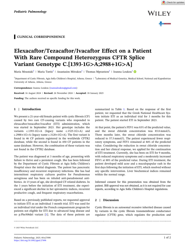 ETI Impact on Rare CFTR Genotype | PDF | Clinical Medicine | Diseases And Disorders