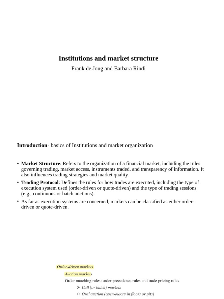Understanding Market Structure and Trading | PDF | Market Maker | Auction
