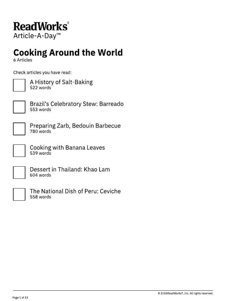 8th Grade Articles Readworks | PDF