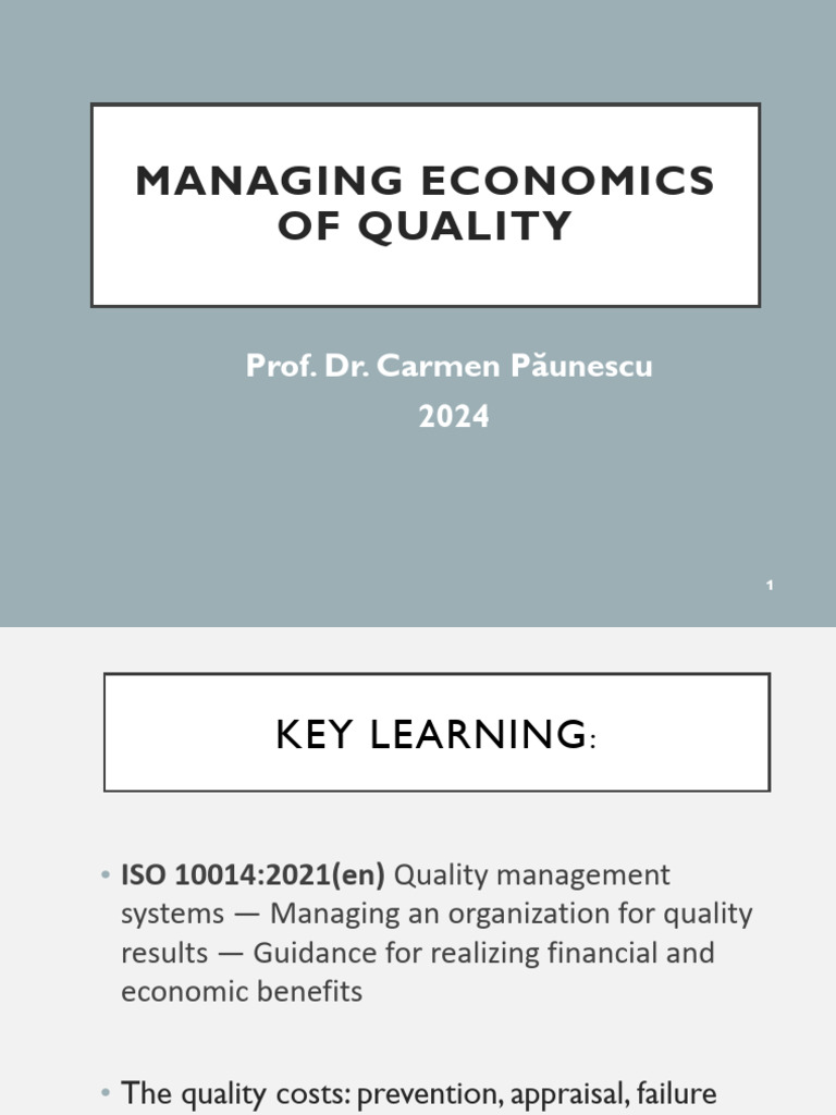 Economics of Quality Management Guide | PDF | Quality Management ...