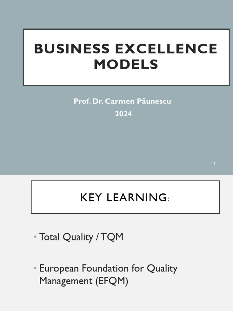 Business Excellence Models Overview | PDF | Sustainability | Leadership