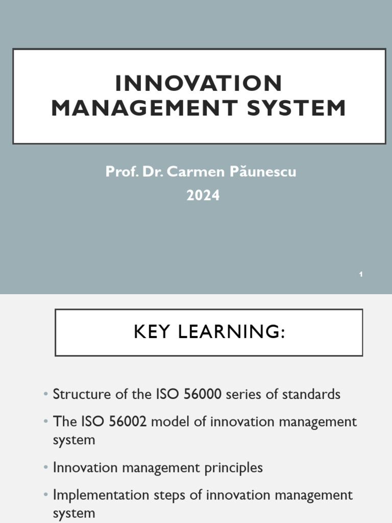 BQI_Lesson5_ISO 56002 Innovation Management System | PDF | Innovation ...