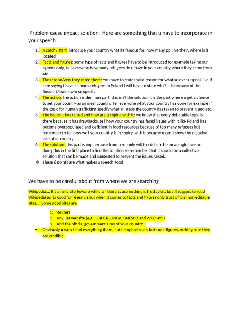 Points To Remember in Mun... | PDF