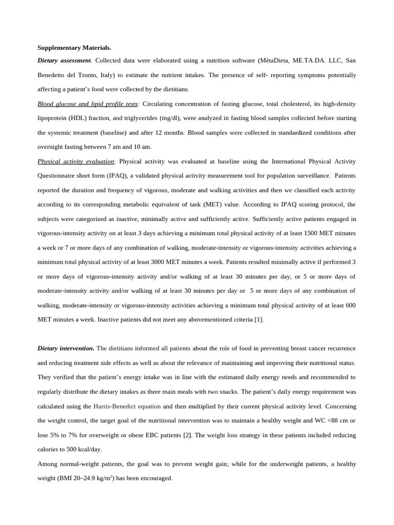 Trestini Et Al Supplemental | PDF | Medical Specialties | Nutrition