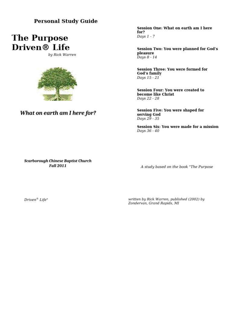 Purpose Driven Life Study Guide | PDF | Jesus | Spiritual Gift