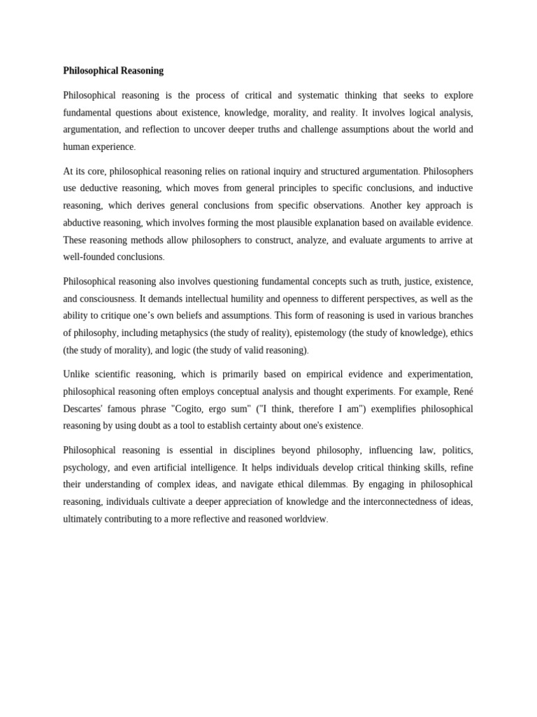Philosophical Reasoning | PDF
