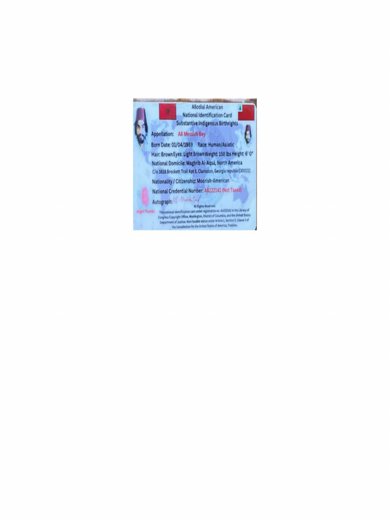 Moorish-American National ID Card | PDF | Government | Justice