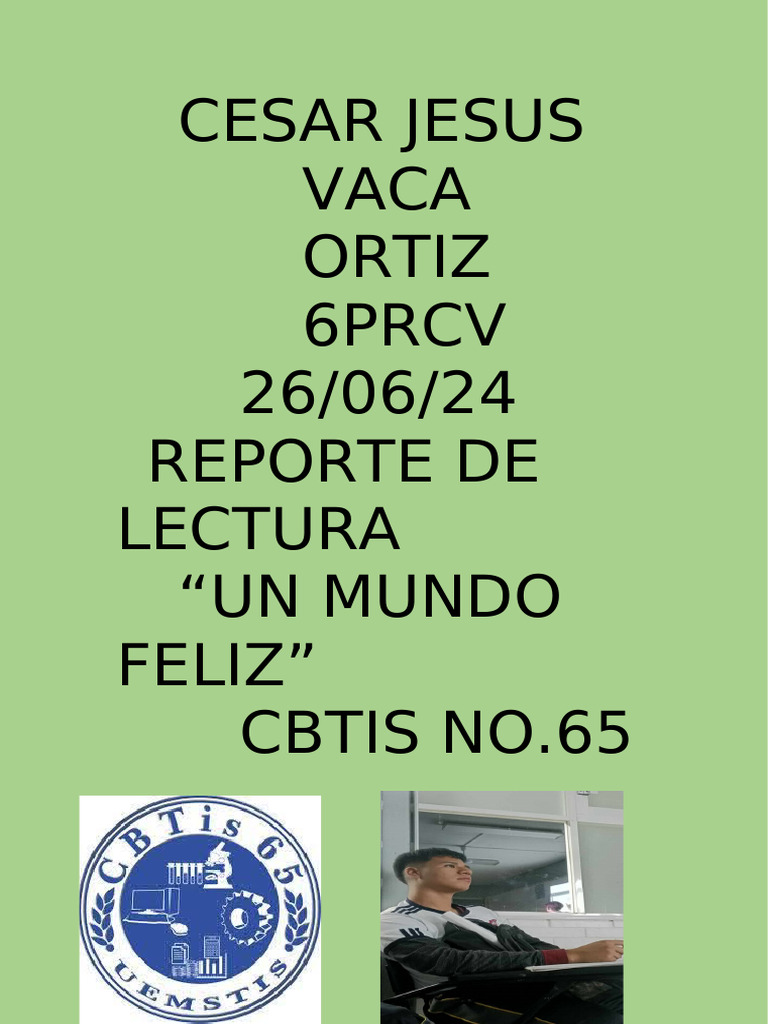 Cesar Jesus Vaca Ortiz - Reporte de Lectura | PDF