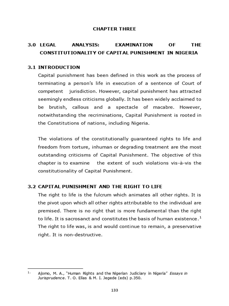 Capital Punishment in Nigeria A Critical Appraisal. Chapter Three | PDF ...
