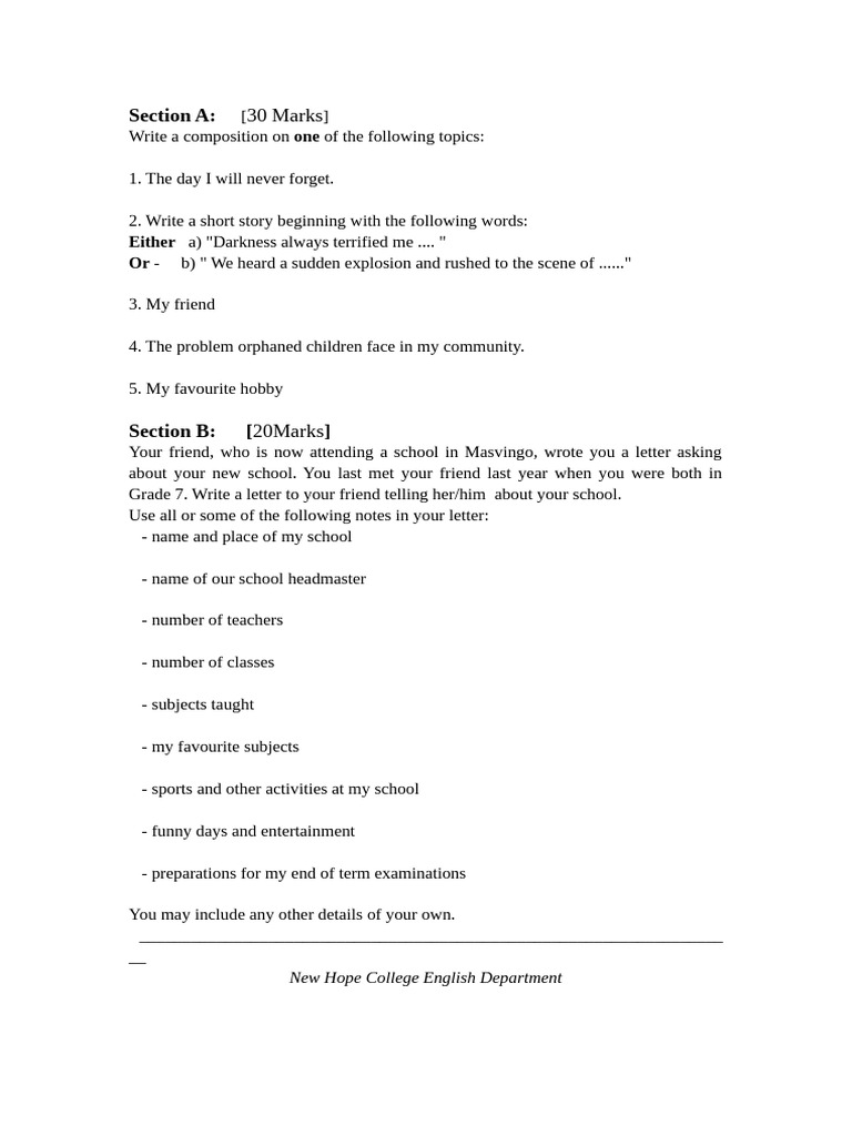Eng_Paper_1_Form_1 | PDF