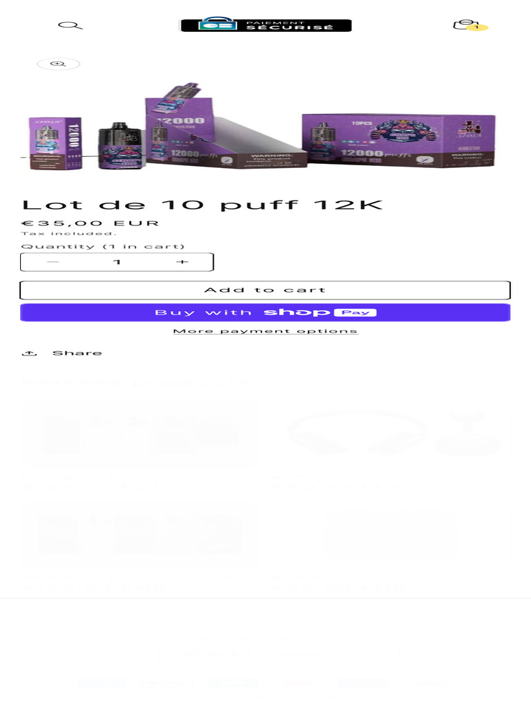 Lot de 10 Puff 12K - Destockagehightech | PDF