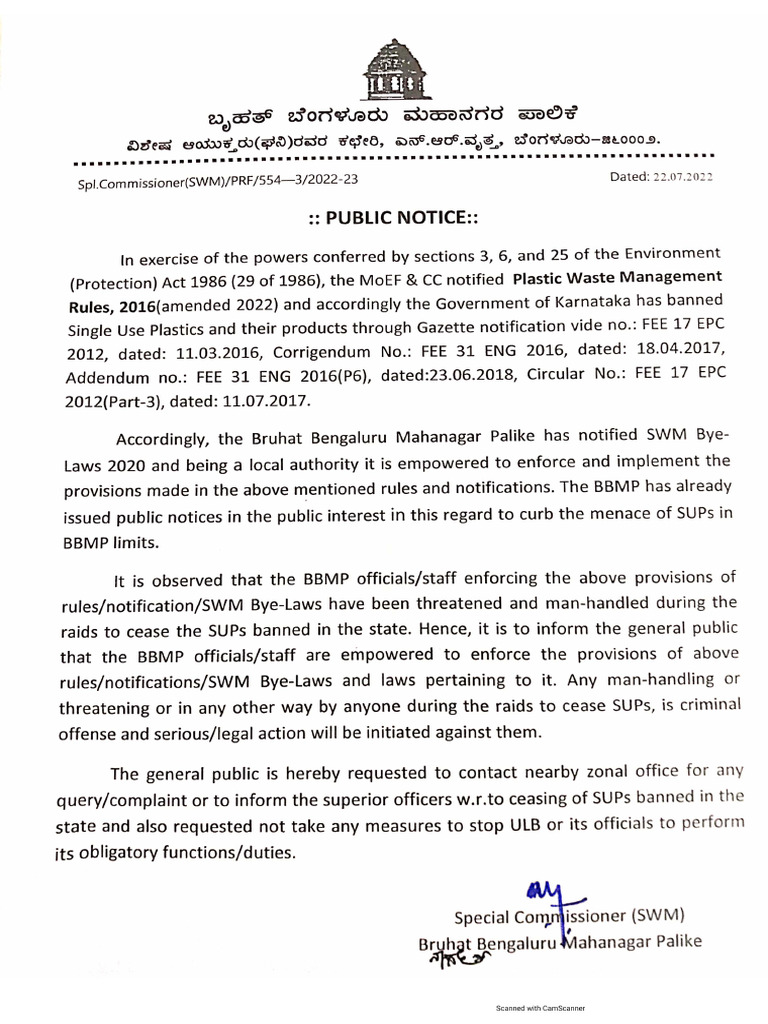 Public Notice SUPs Ban | PDF