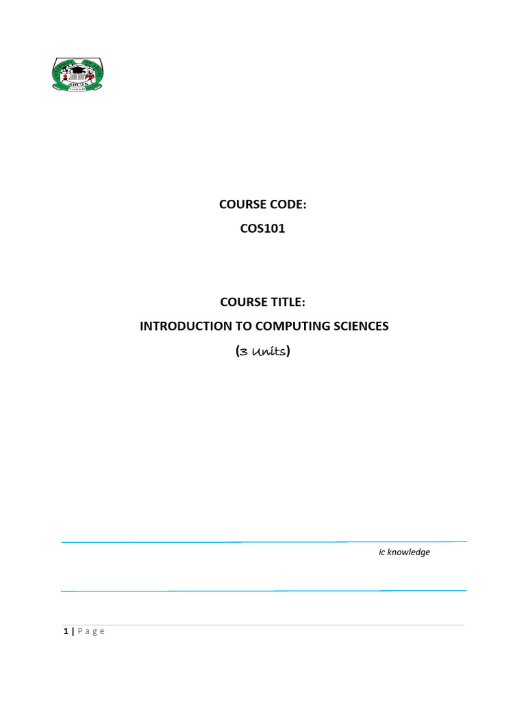 COS101 Introduction To Computing Sciences | PDF | Printer (Computing) | Central Processing Unit
