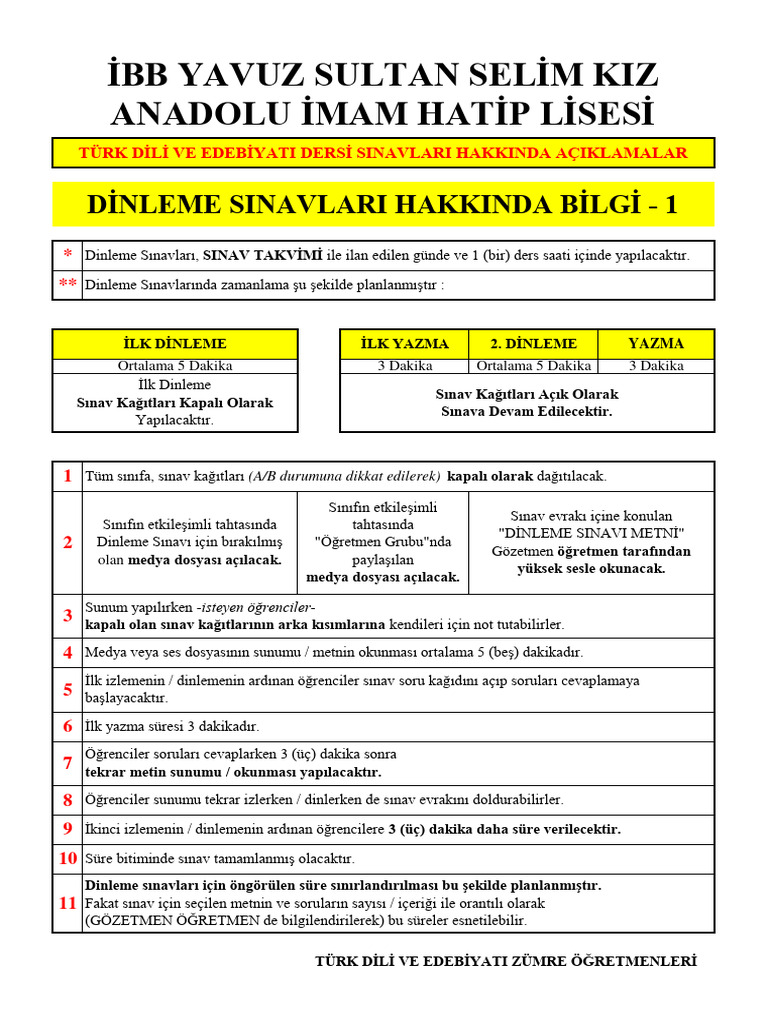 Tde Dinlemesinavlarihakkindabilgi | PDF