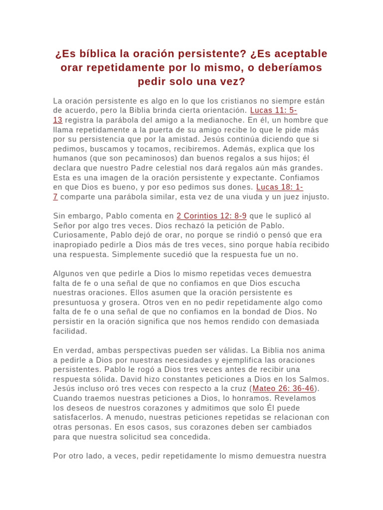 Es Bíblica La Oración Persistente | PDF | Oración | Creencia religiosa y doctrina