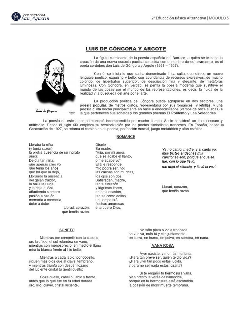 Luis de Góngora: Poesía y Culteranismo | PDF | Poesía