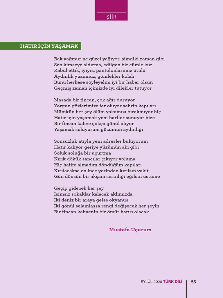 Mustafa Uçurum - Ş - HATIR İÇİN YAŞAMAK | PDF