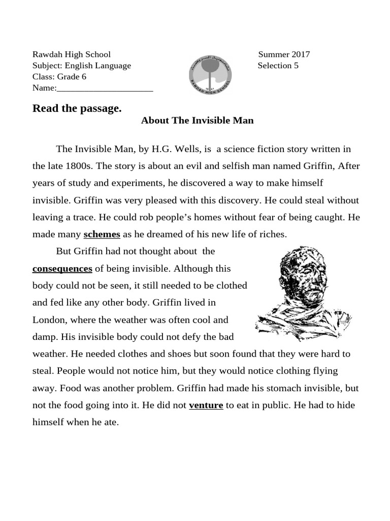 Summer Packet Selection 5 The Invisible Man | PDF | The Invisible Man