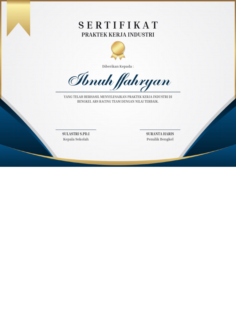 Sertifikat Praktek Kerja Terbaik | PDF