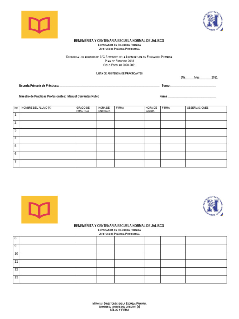 Formato Asistencia Práctica | PDF