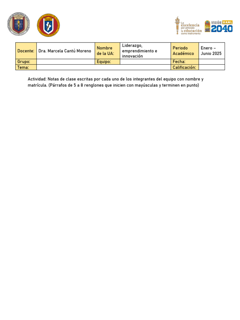 Formato Notas de Clase Por Equipo | PDF