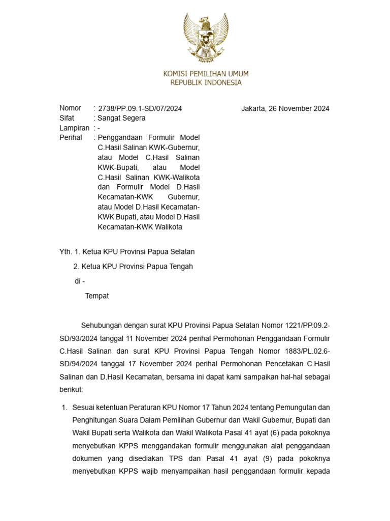 Panduan Penggandaan Formulir KPU 2024 | PDF