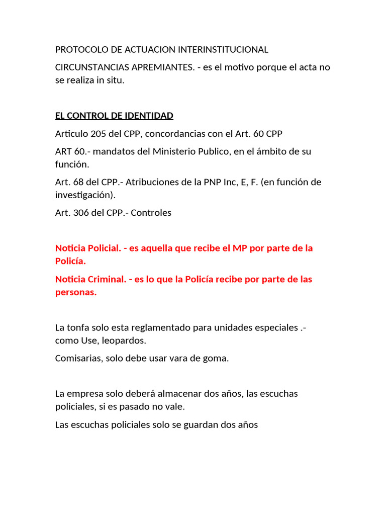 Protocolo de Actuacion Interinstitucional - Primera Clase | PDF