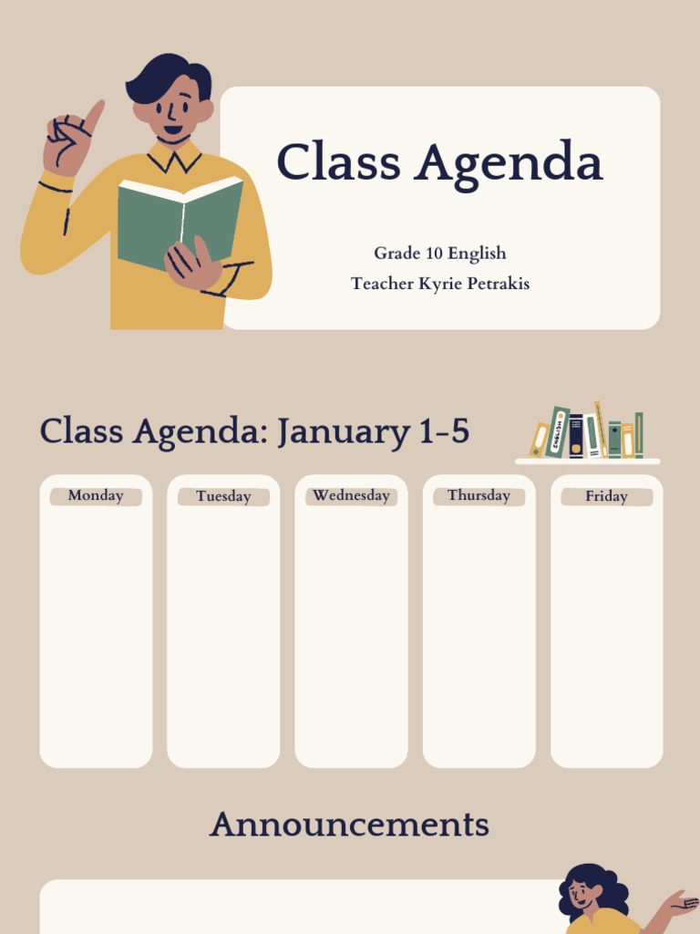 Grade 10 English Class Agenda | PDF