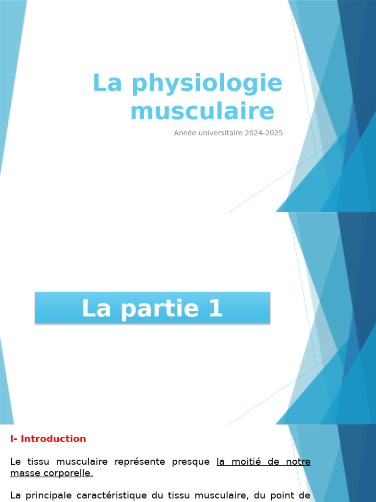 La physiologie musculaire - Partie 1 (1) | PDF | Muscle | Contraction du muscle