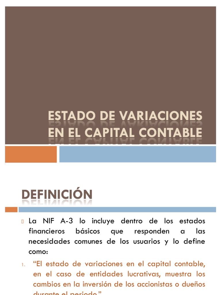 Estado de Variaciones en El Capital Contable