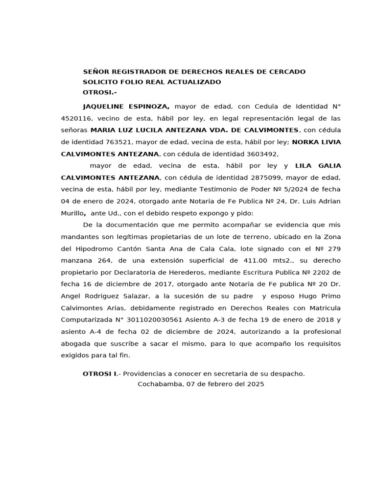 Folio Real Actualizado | PDF | Derecho Civil (Common Law) | Ley común