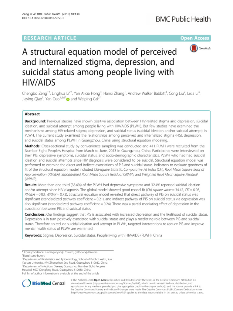 Stigma, Depression, and Suicide in HIV/AIDS | PDF | Hiv/Aids | Social ...